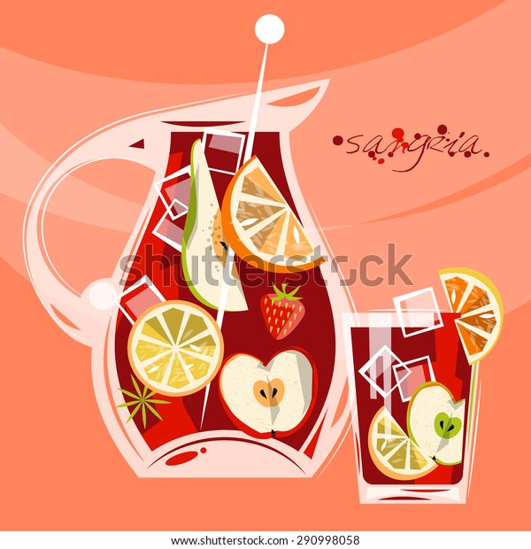 Boisson espagnole traditionnelle. Sangria. Illustration vectorielle ...