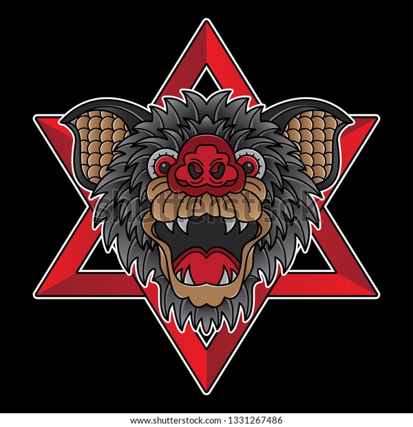 Traditional Tattoo Flash Bat Face Vector Stock Vector (Royalty Free ...