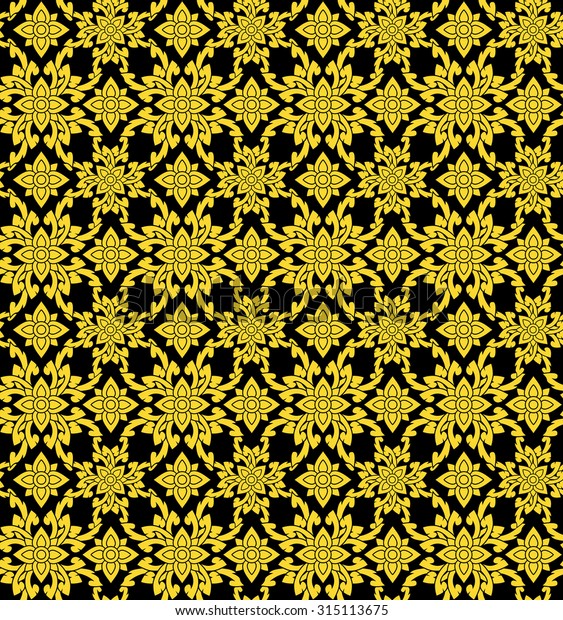 Traditional Thai Seamless Pattern Black Gold Stock Vector (Royalty Free) 315113675 | Shutterstock