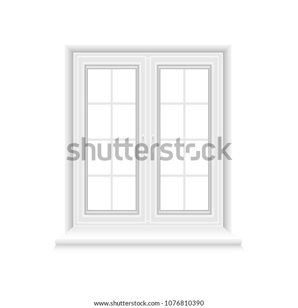 Traditional White Window Frame Isolated On Stock Vector (Royalty Free ...