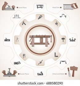 Traditional Woodworking Tools Stock Vector (Royalty Free) 688580290 ...