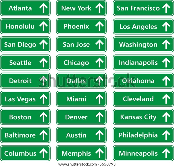 Traffic Boards Cities Usa Stock Vector (Royalty Free) 5658793 ...