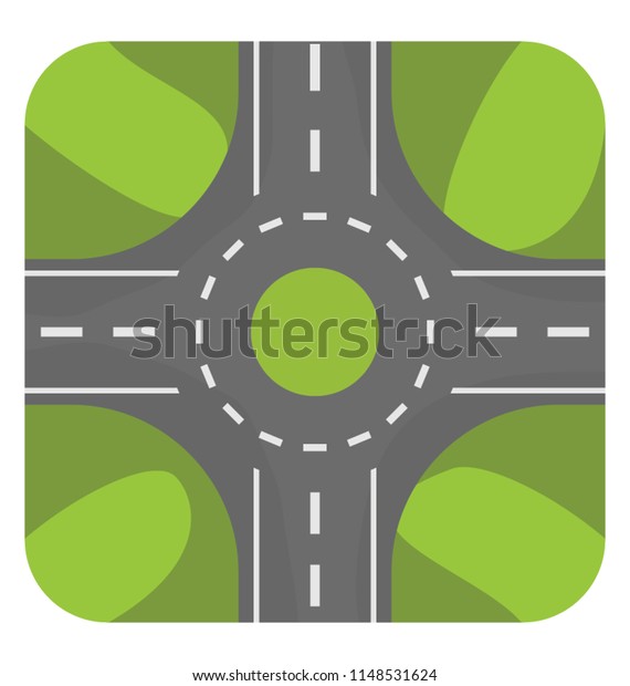 Traffic Circle Four Roads Landscape On Stock Vector (Royalty Free ...
