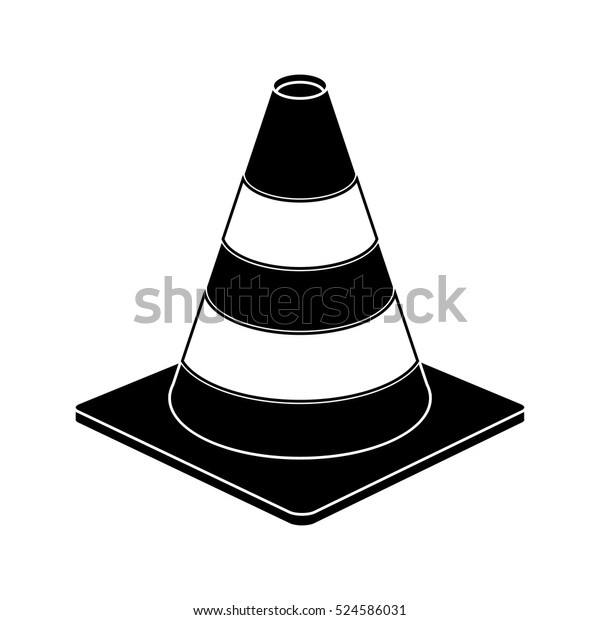 Traffic Cone Warning Sign Design Pictogram Stock Vector (Royalty Free ...