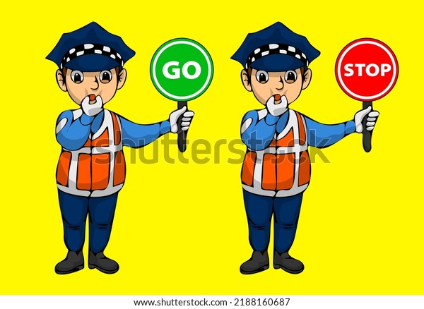 Traffic Control Officer Stop Go Sign: เวกเตอร์สต็อก (ปลอดค่าลิขสิทธิ์ ...