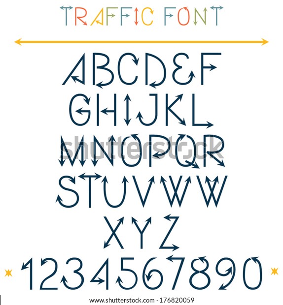 Traffic Font Letters Abc Letters Arrows Stock Vector (Royalty Free ...