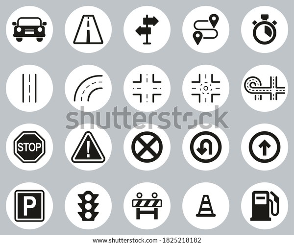 Traffic Icons Black White Flat Design Stock Vector (Royalty Free ...