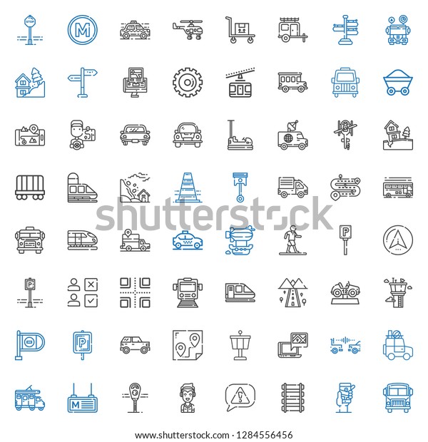 traffic icons set. Collection of traffic with school bus, gps, rail, risk, marshall, parking ...