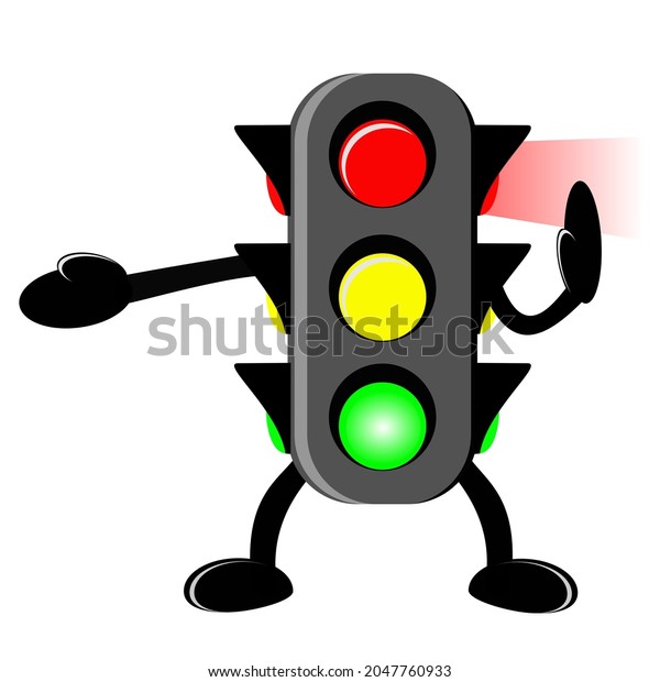 Traffic Light Cartoon Illustration On White Stock Vector (Royalty Free ...