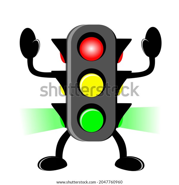 Traffic Light Cartoon Illustration On White Stock Vector (Royalty Free ...