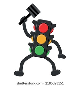 Traffic Light Hammer Stop Stock Vector (Royalty Free) 2185323151 ...