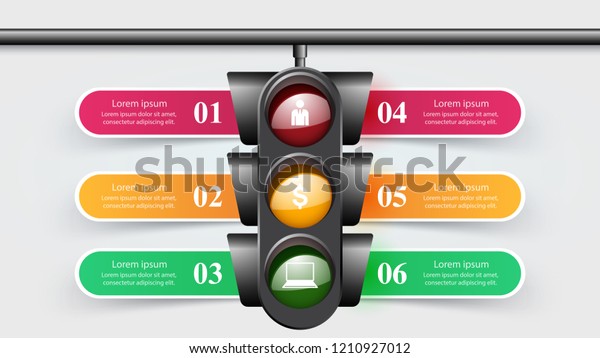 Traffic Light Infographic Six Items Vector Stock Vector (Royalty Free ...