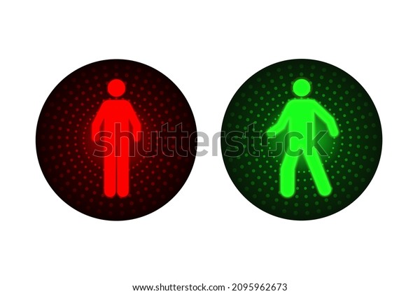 Traffic Light Red Green Man Signals Stock Vector (Royalty Free ...