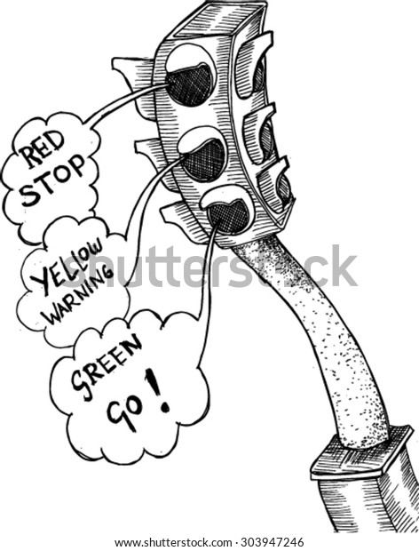 Traffic Light Sketch Stock Vector (Royalty Free) 303947246 | Shutterstock