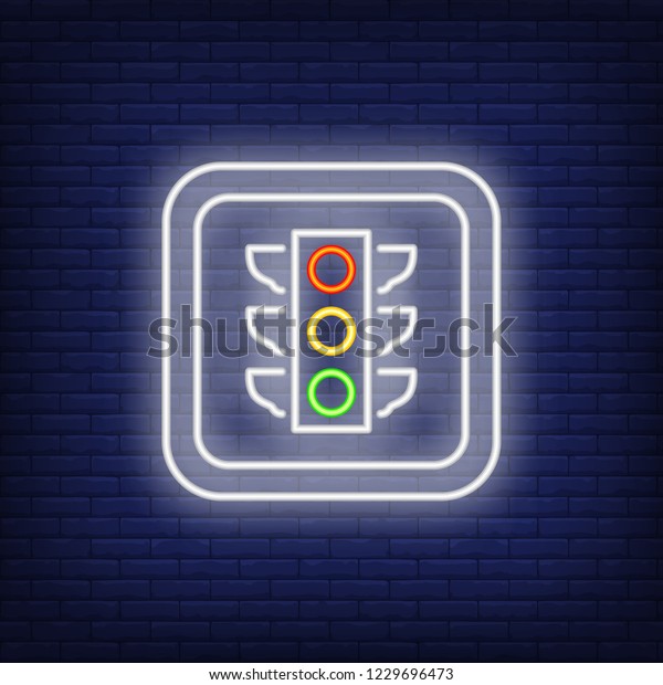 Traffic Light Square Neon Sign Roadsign Stock Vector (Royalty Free ...