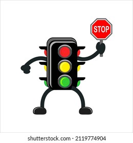 Traffic Light Stop Cartoon Vector Icon Stock Vector (Royalty Free ...