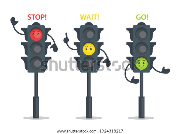 Traffic Lights Cartoon Characters Design Urban Stock Vector (Royalty ...