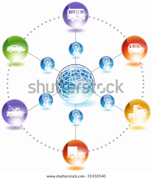 Traffic Network Diagram Representing Communication Controlling 库存矢量图（免 ...