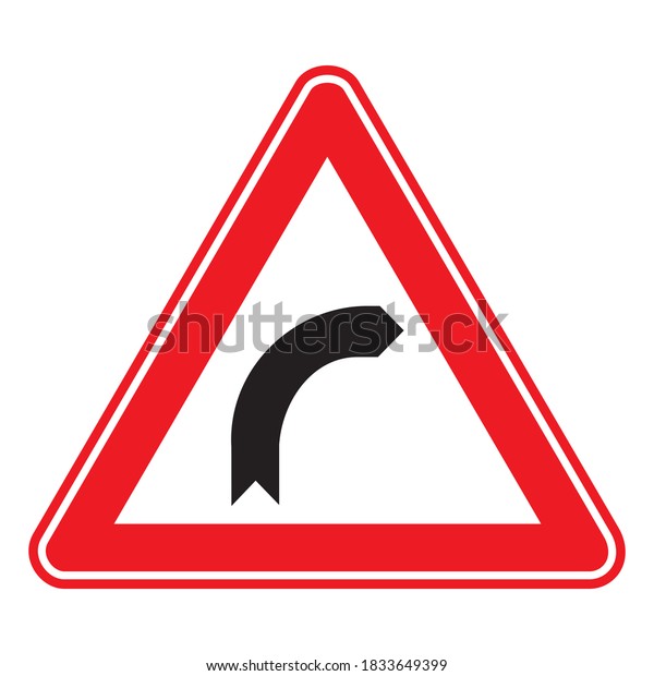 Traffic Road Sign Dangerous Bend Right Stock Vector (Royalty Free ...