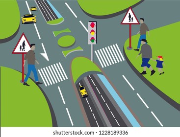 Traffic Rules Crosswalk Vector Illustration Traffic Stock Vector ...