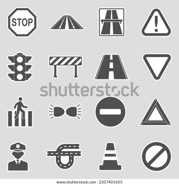 Traffic Rules Icons Sticker Design Vector Stock Vector (Royalty Free ...