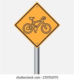 Traffic Sign Bicycle Warning Sign Stock Vector (Royalty Free) 270701975 ...