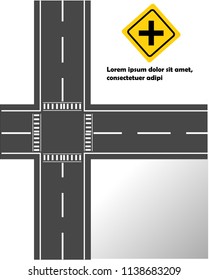 Traffic Sign Four Way Intersection Road Stock Vector (Royalty Free ...