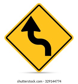 Vektor Stok Traffic Sign Left Double Curve Sign (Tanpa Royalti ...