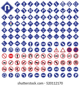 Traffic Sign Red Blue Road Sign Stock Vector (Royalty Free) 520112170 ...