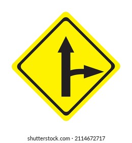 Traffic Sign Right Turn Split Stock Vector (Royalty Free) 2114672717 ...
