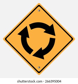 Road Sign Warning Intersections Circular Intersection Stock Vector ...