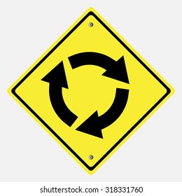Road Sign Warning Intersections Circular Intersection Stock Vector ...
