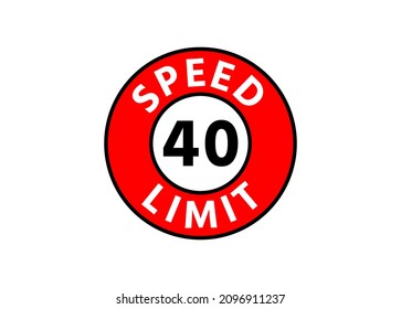 Traffic Sign Speed Limit 40 Km Stock Vector (Royalty Free) 2096911237