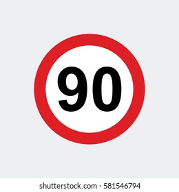 Traffic Sign Speed Limit 90 90 Stock Vector (Royalty Free) 1456389203