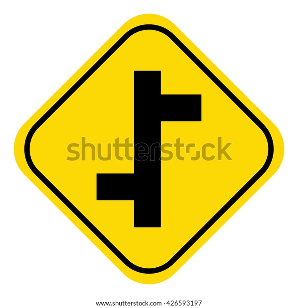 Traffic Sign Staggered Junction Stock Vector (Royalty Free) 426593197 ...