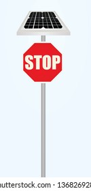 Traffic Sign Stop Solar Panel Flashing Stock Vector (Royalty Free ...