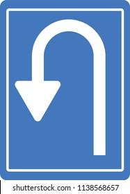 Traffic Sign U Turn Left Blue Stock Vector (Royalty Free) 1138568657