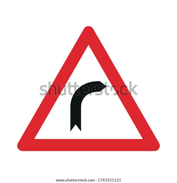 Traffic Sign Warning Curve Right Traffic Stock Vector (Royalty Free ...