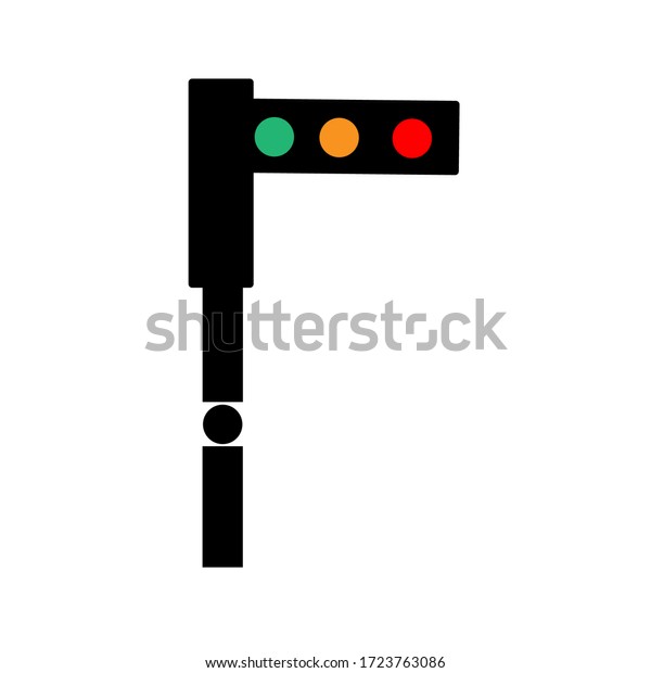 Traffic Signal Light Icon White Background Stock Vector (Royalty Free ...