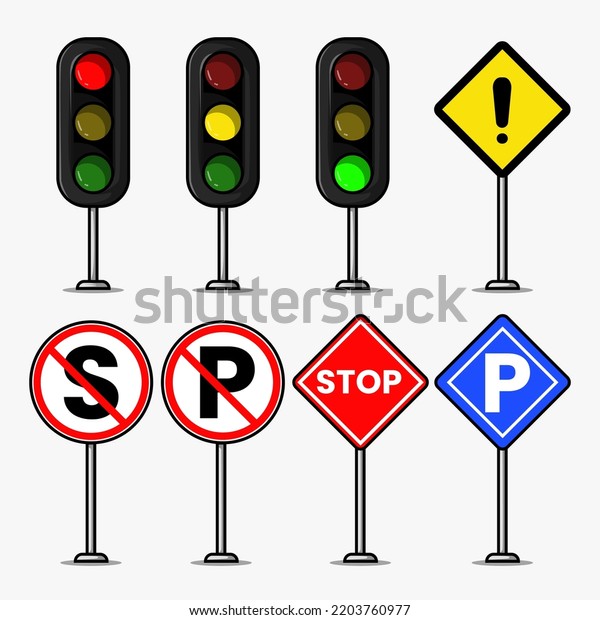 Traffic Signs Cartoon Illustration Vector Stock Vector (Royalty Free ...