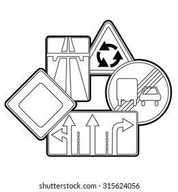 Traffic Signs Group Design Concept Simple Stock Vector (Royalty Free ...