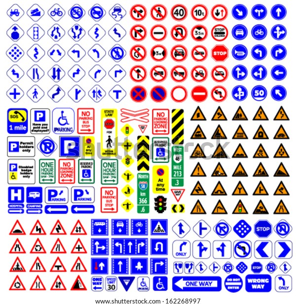 Traffic Signs Group Vector Illustration : image vectorielle de stock ...