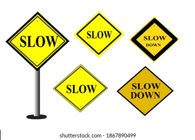 Traffic Signs Slow Down Signpost Stock Vector (Royalty Free) 1867890499 ...