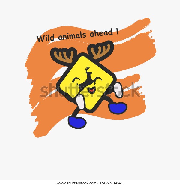 Traffic Signs Wild Animals Ahead Vector: vector de stock (libre de ...