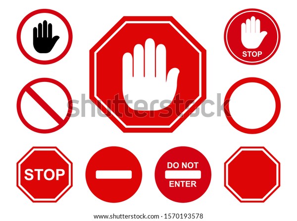 Diseño de iconos de parada de tráfico. Conjunto de iconos de ...