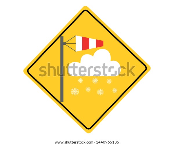 Traffic Warning Sign Blizzard On White Stock Vector (Royalty Free ...