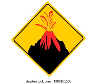Traffic Warning Sign Volcanic Eruption Stock Vector (Royalty Free ...