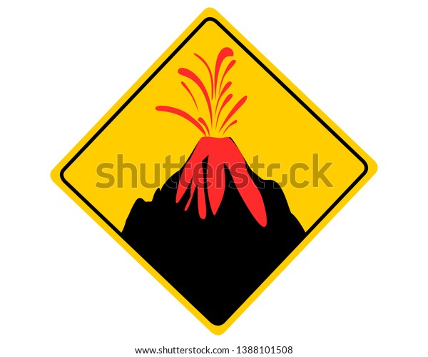 Traffic Warning Sign Volcanic Eruption Stock Vector (Royalty Free ...