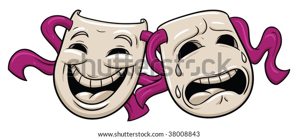 Tragedy Comedy Theater Masks Both Separate Stock Vector (Royalty Free ...
