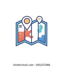 Trail Map Illustration Filled Style Icon Stock Vector (Royalty Free ...